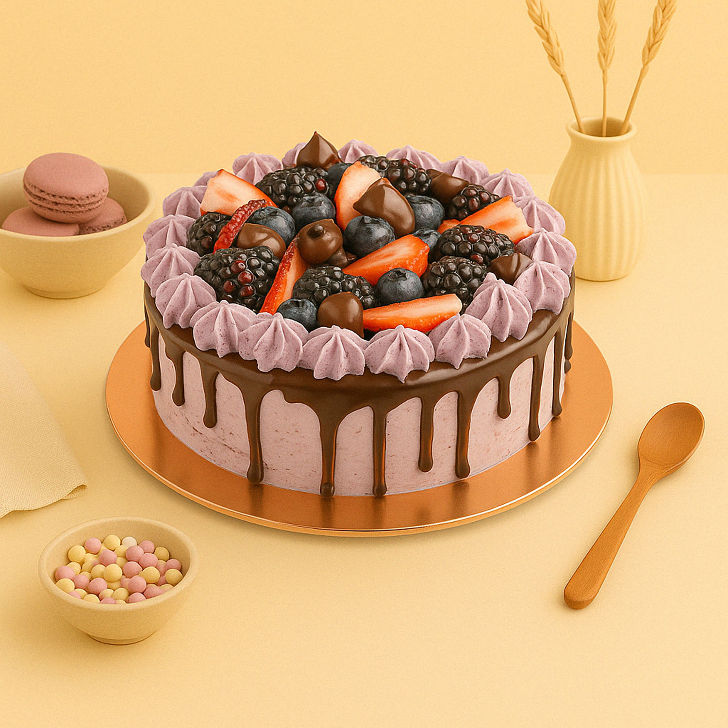 Online Delicious Chocolate Berry Cake Half Kg Gift Delivery in UAE - FNP