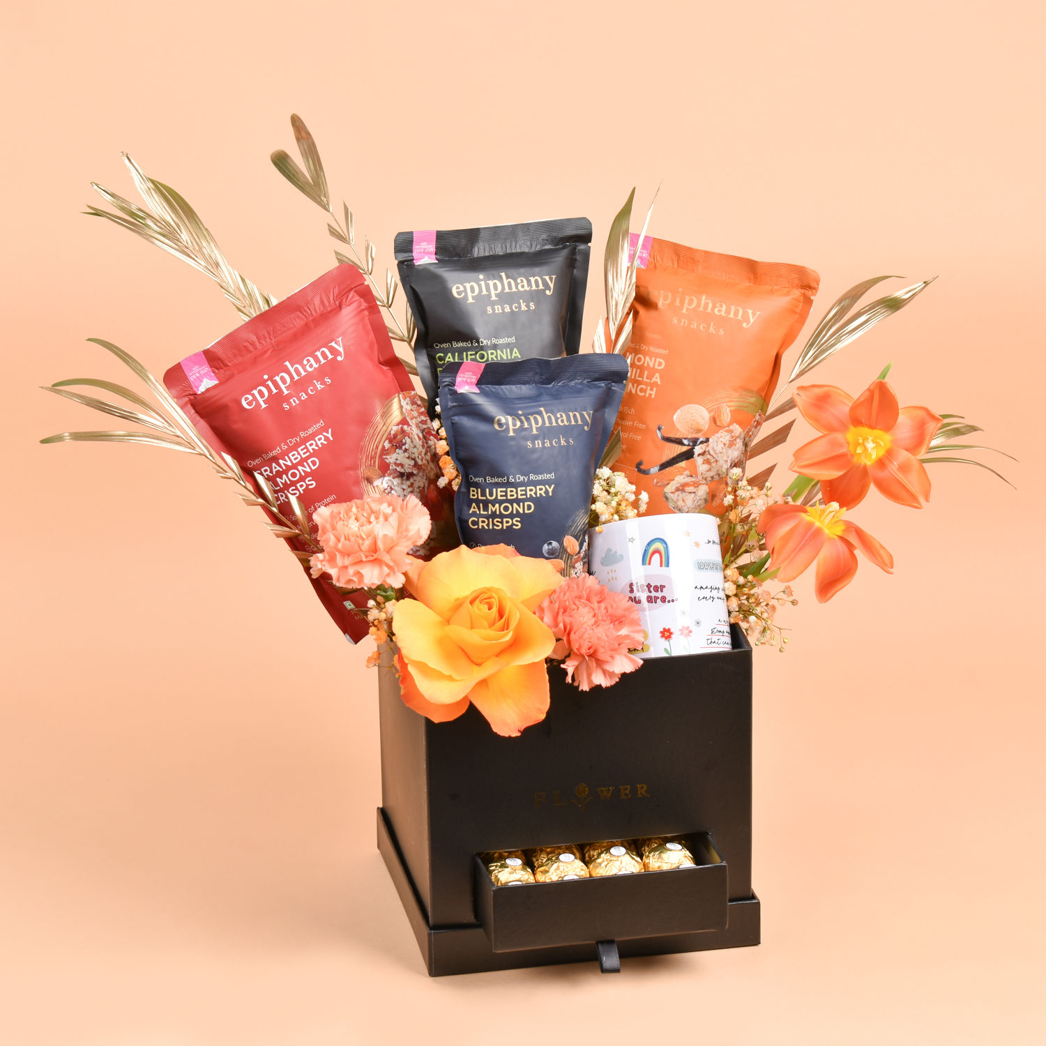 Order Vegan Snacks and Flower Box For Sister Online | Same-Day Delivery ...