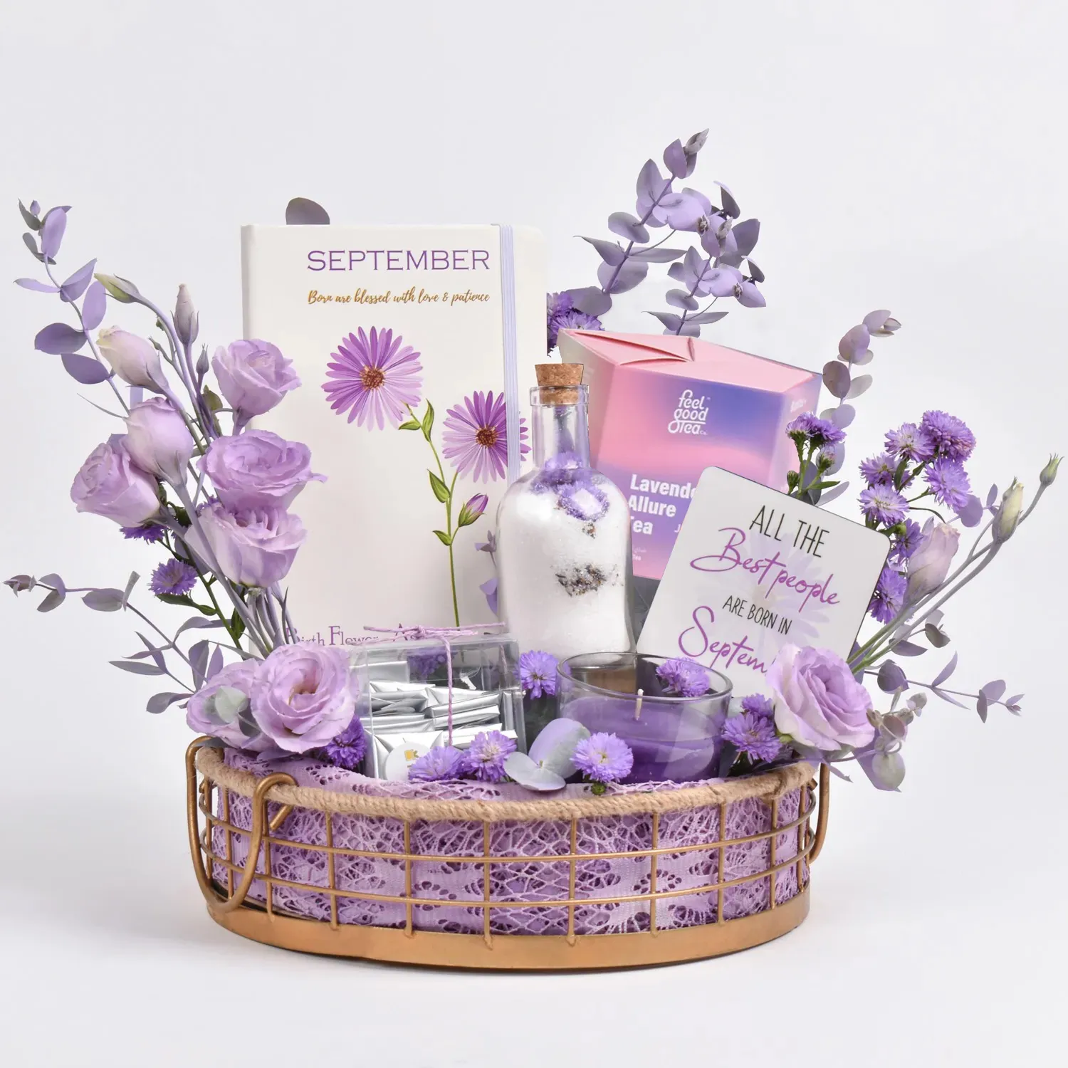 Online September Birthday Wishes Purple Hamper Gift Delivery in UAE - FNP