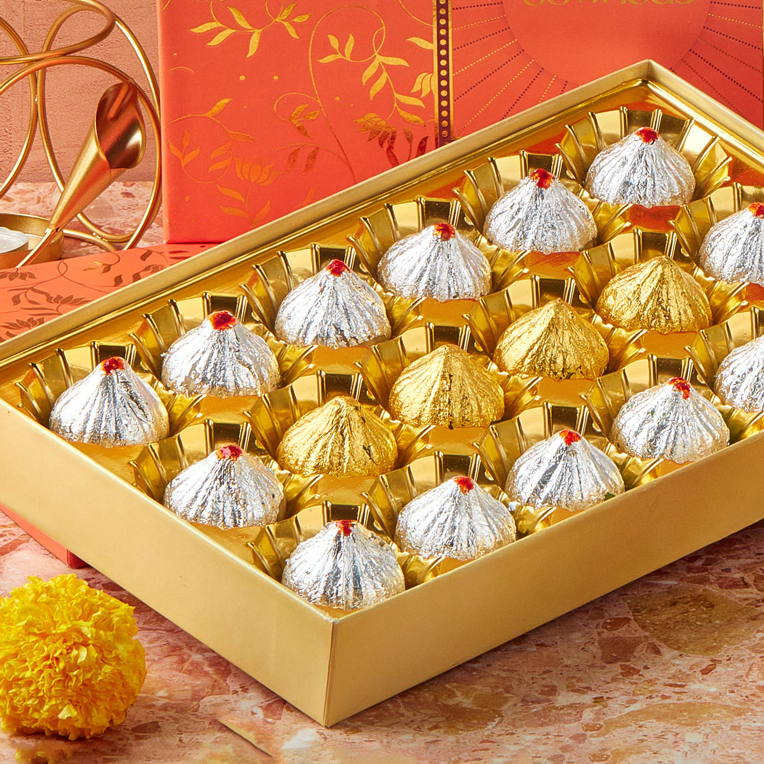 Order Ganesh Chaturthi Golden And Silver Modak 18 Pcs Online | Same-Day ...