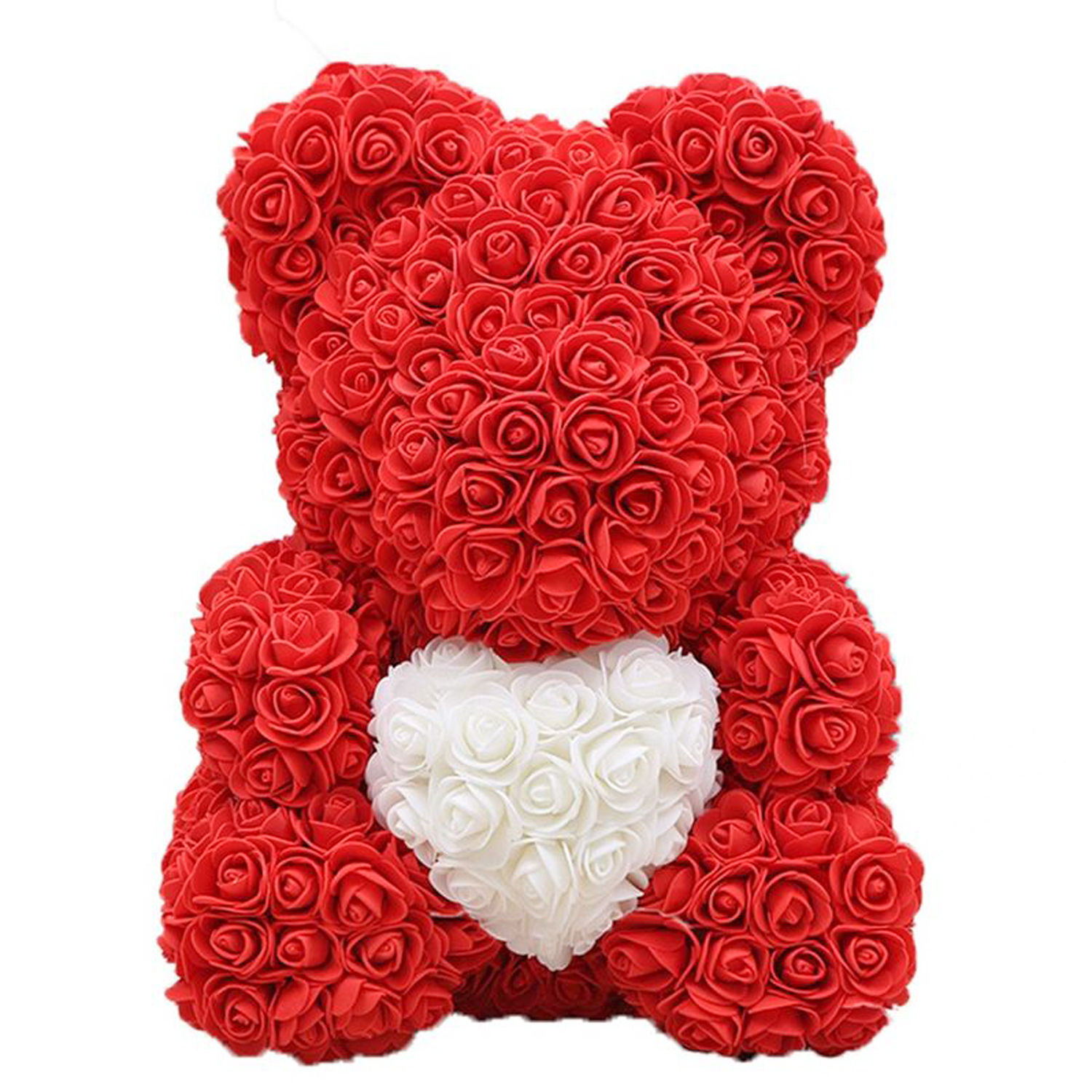 Order Rose Cuddle Artificial Teddy With White Heart 33Cm Online | Same ...