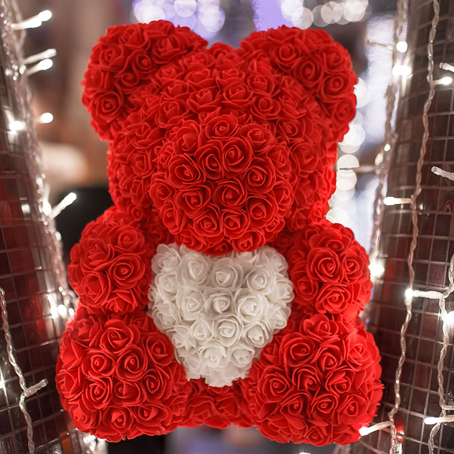 Order Rose Cuddle Artificial Teddy With White Heart 33Cm Online | Same ...