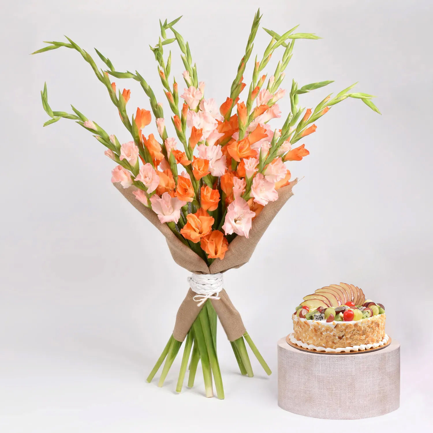 Order Gladiolus Flowers Bouquet With Cake Online | Same-Day Delivery UAE - Fnp.ae