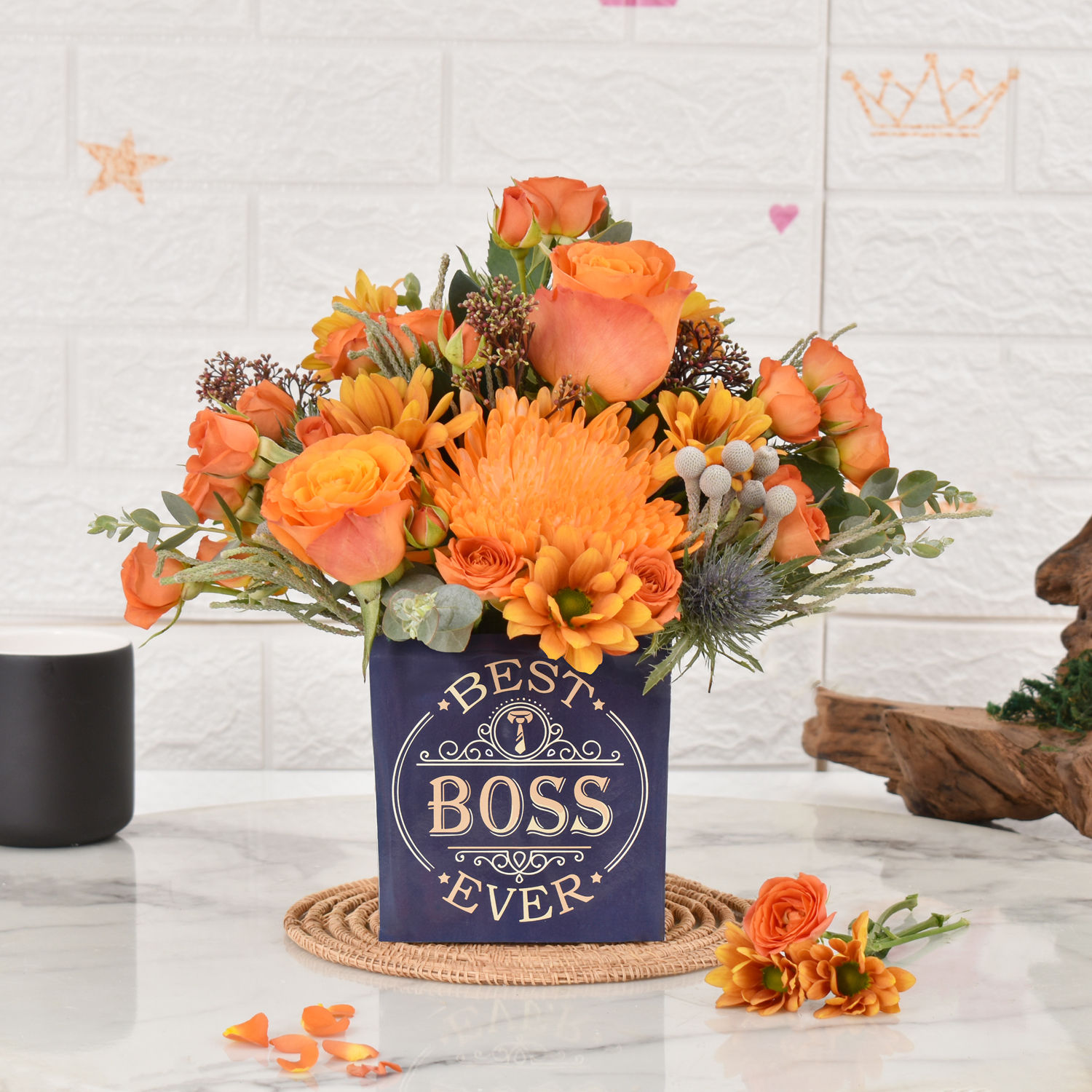 Order Best Boss Ever Flower Vase Online | Same-Day Delivery UAE - Fnp.ae