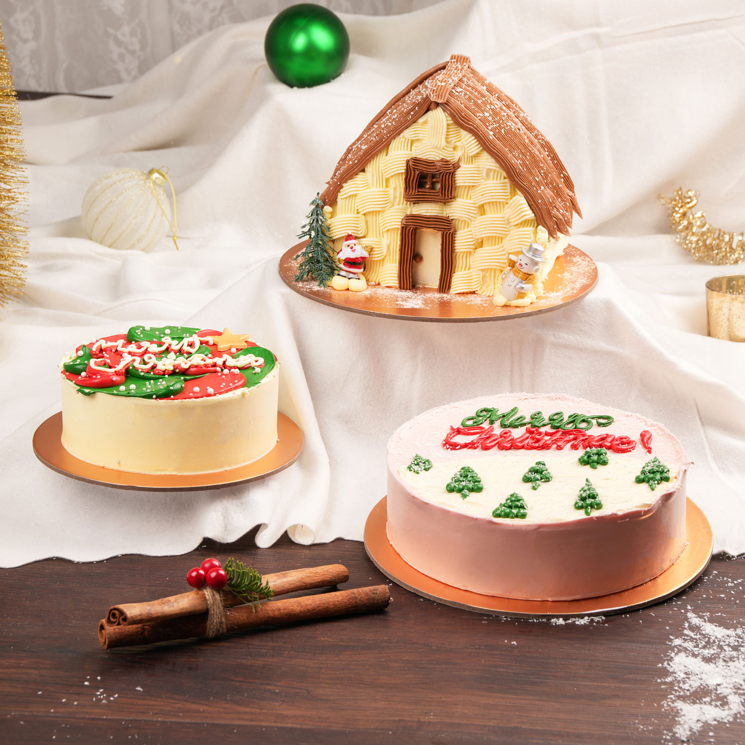 Order Merry Christmas Trio of Cakes Online | Same-Day Delivery UAE - Fnp.ae