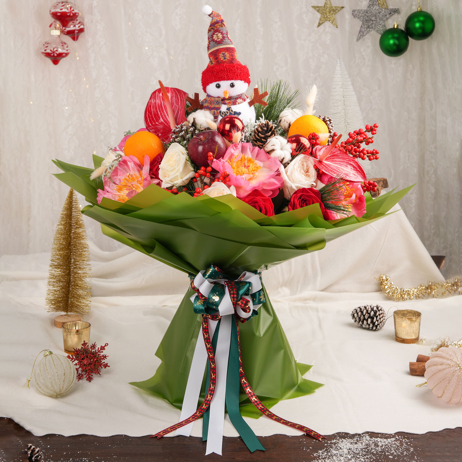 Order Snowman Flowers & Fruits Bouquet Online | Same-Day Delivery UAE ...
