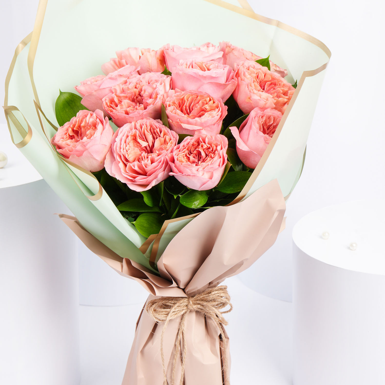 Order 12 Pink Garden Roses Premium Bouquet Online | Same-Day Delivery ...