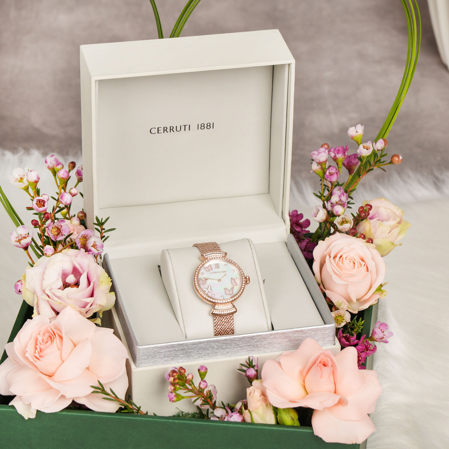 Order Rose Gold Cerruti 1881 Watch and Flowers For Her Online | Same ...