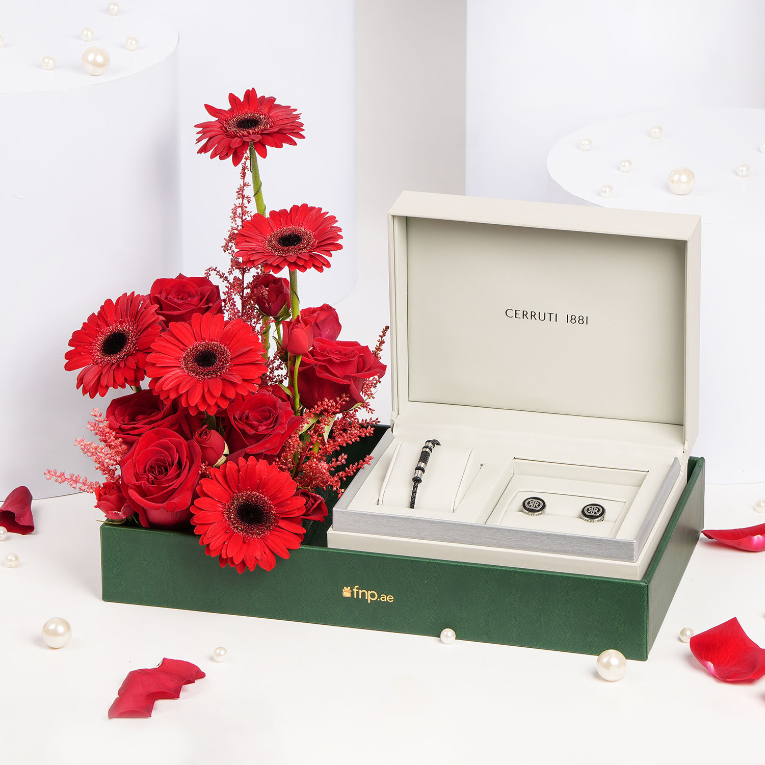 Online Cerruti 1881 Accessory Combo for him with Flowers Gift Delivery ...
