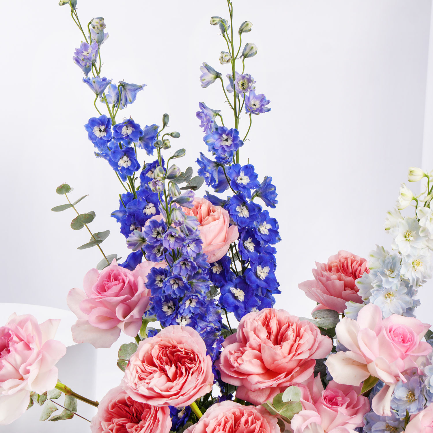 Order Garden Roses and Delphinium Arrangement Online | Same-Day ...