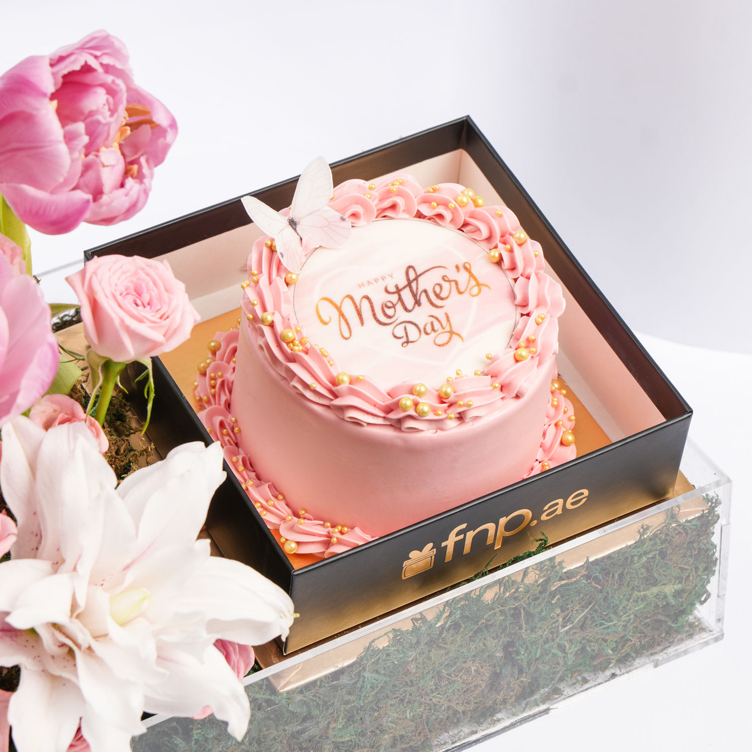 Order Mothers Day Mono Cake And Premium Flowers Online | Same-Day ...