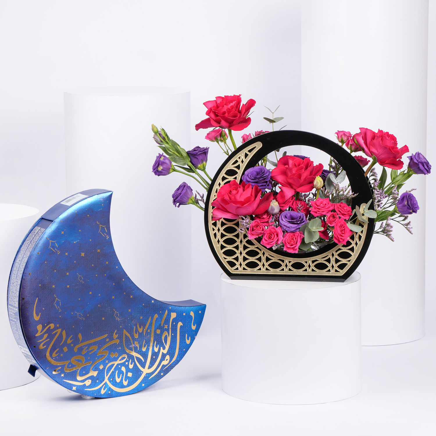 Order Colorful Blossoms Arrangement With Bostani Crescent Box Online ...