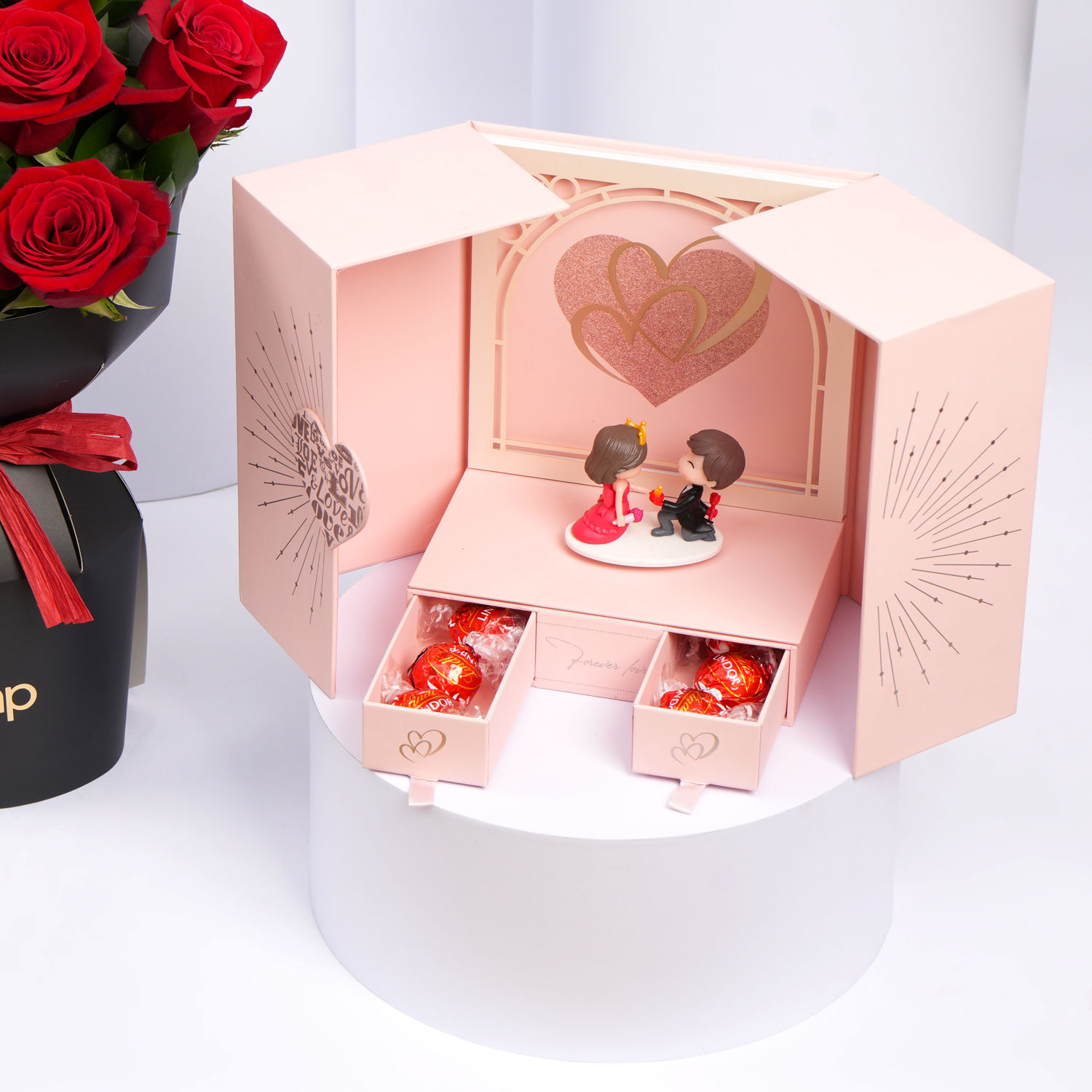 Order Red Roses and Dancing Couple Box Online | Same-Day Delivery UAE ...