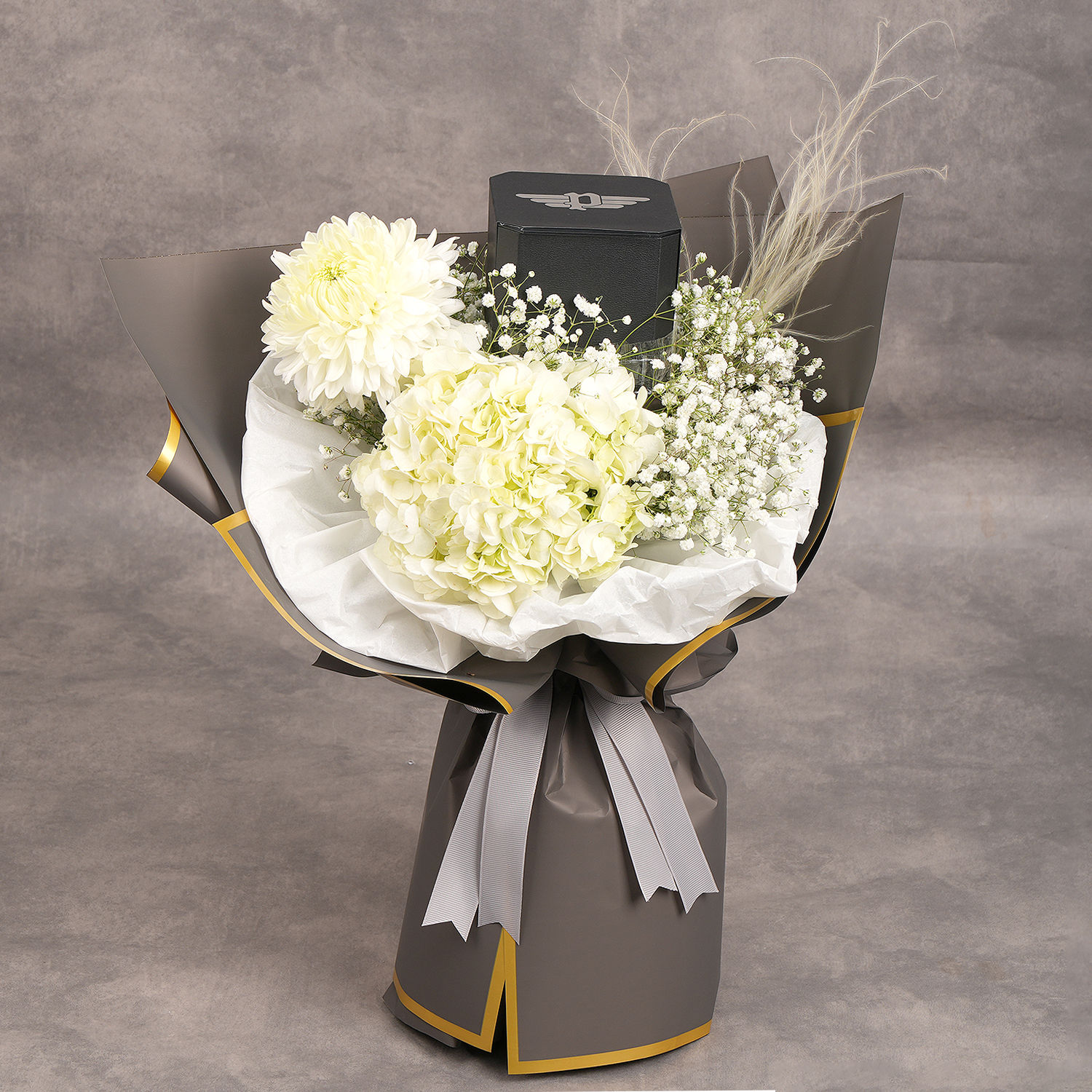 Order Silver Dial Watch By Police For Him With Flower Bouquet Online ...