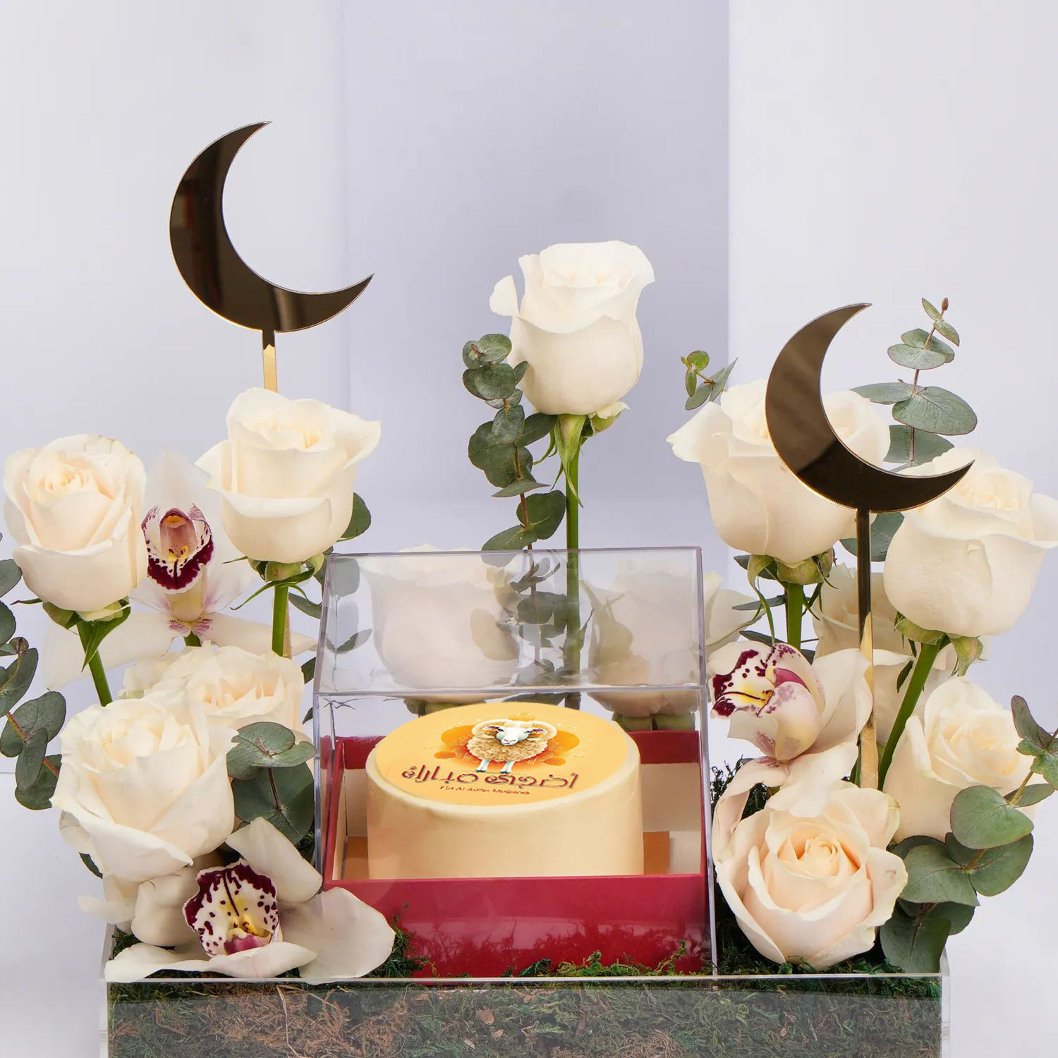 Order Eid Wishes Cake and White Roses Online | Same-Day Delivery UAE ...