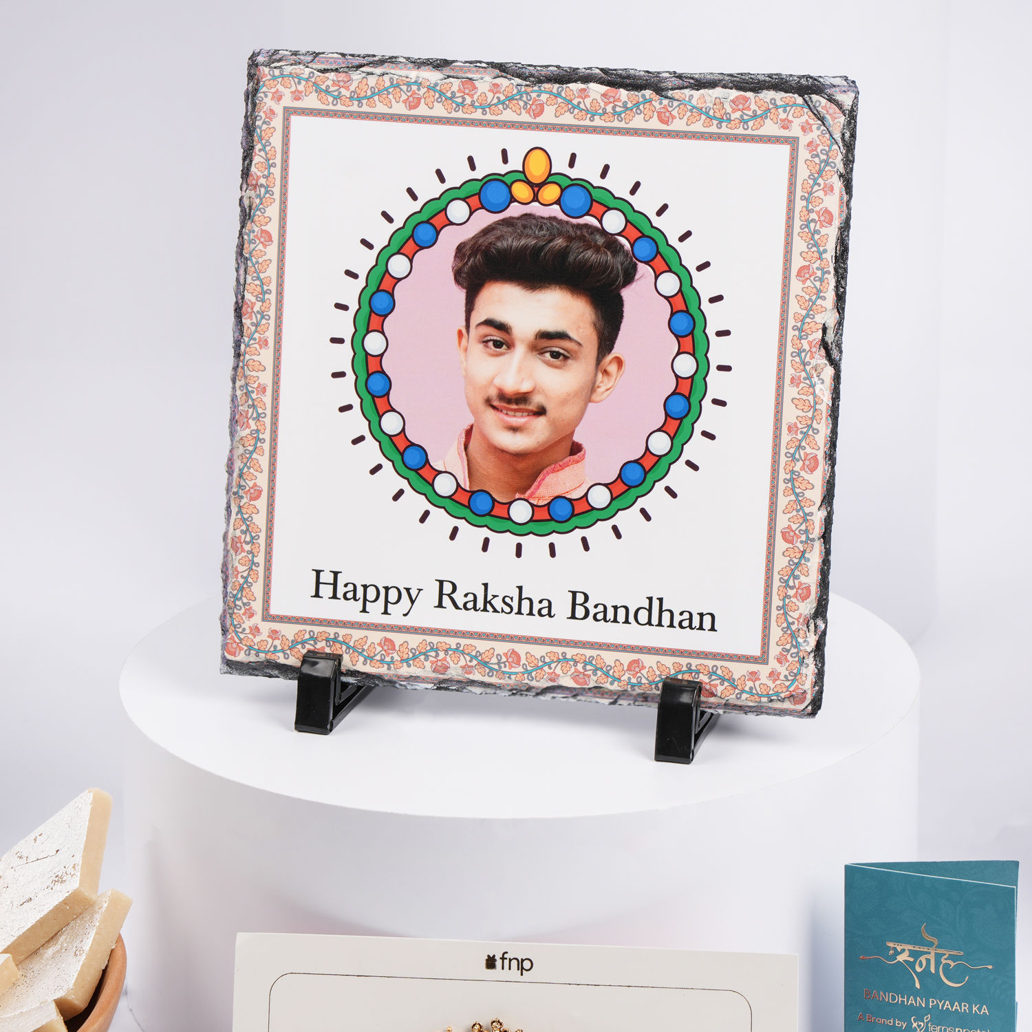 Order Rakhi Photo Frame and Kaju Katli Combo Online | Same-Day Delivery ...