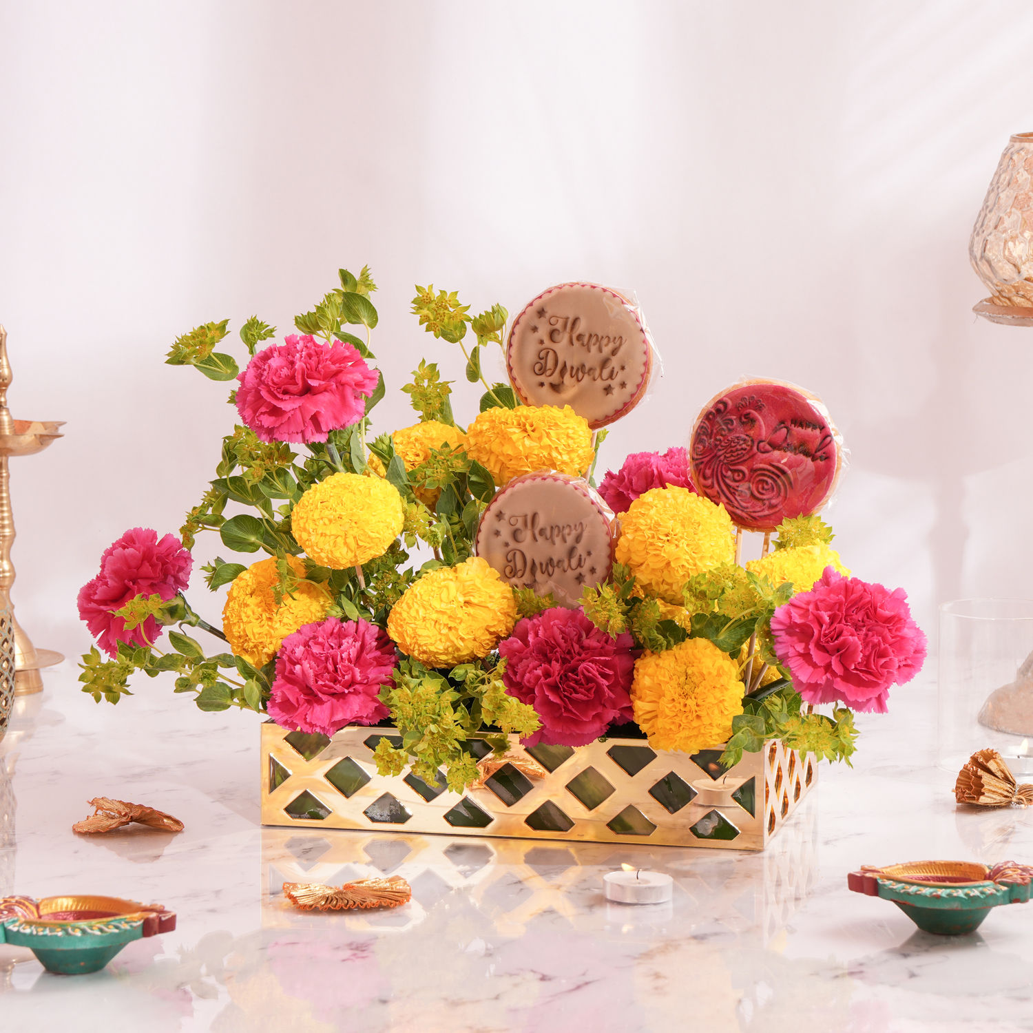 Order Diwali Wishes Marigold And Cookies Online | Same-Day Delivery UAE ...