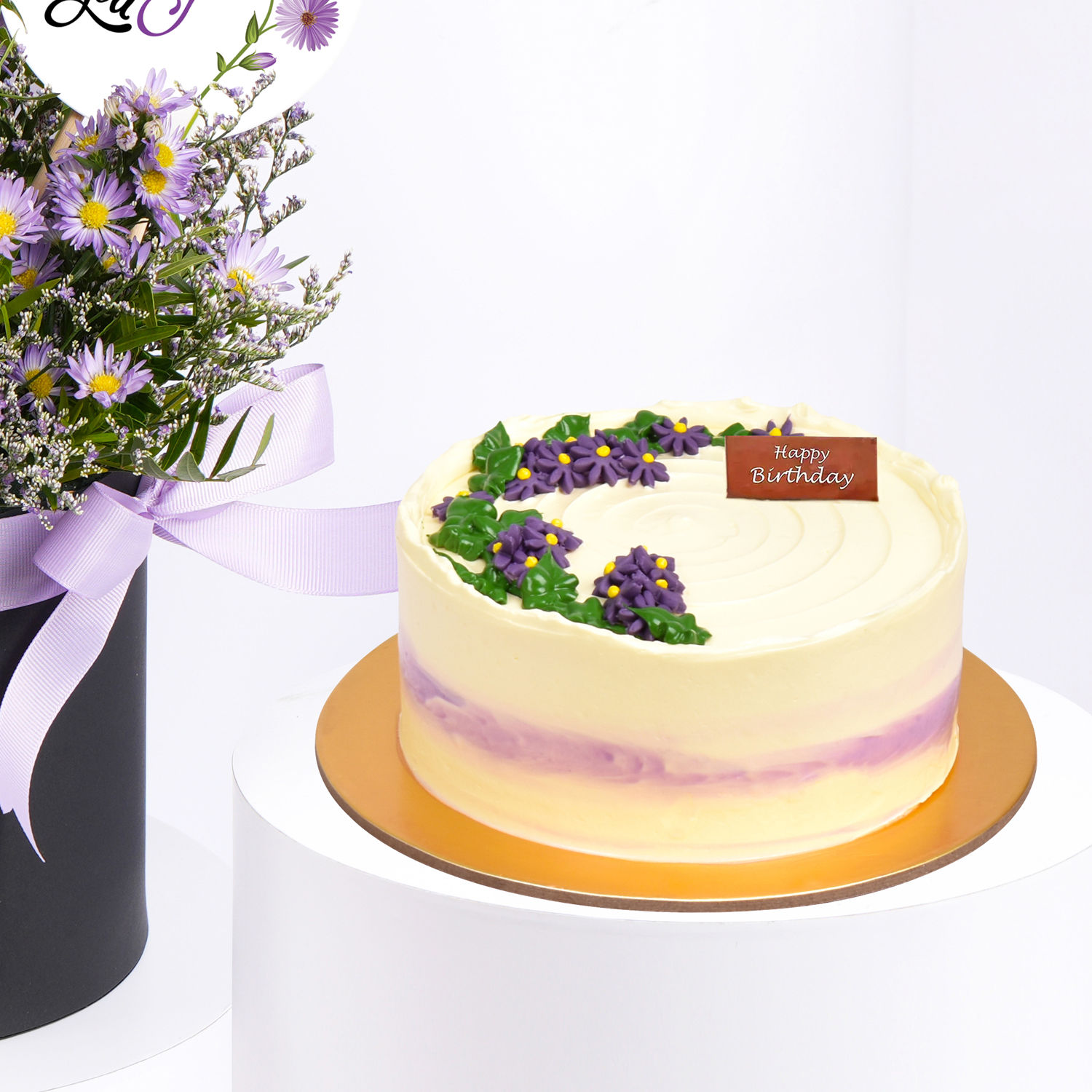 Order Birthday Wishes Aster Flower and Cake Online | Same-Day Delivery ...