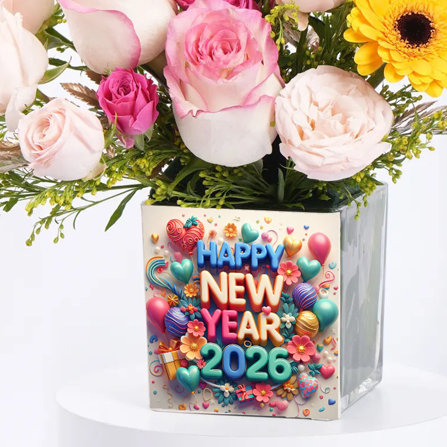 Order Colorful New Year Flowers Vase Online | Same-Day Delivery UAE ...