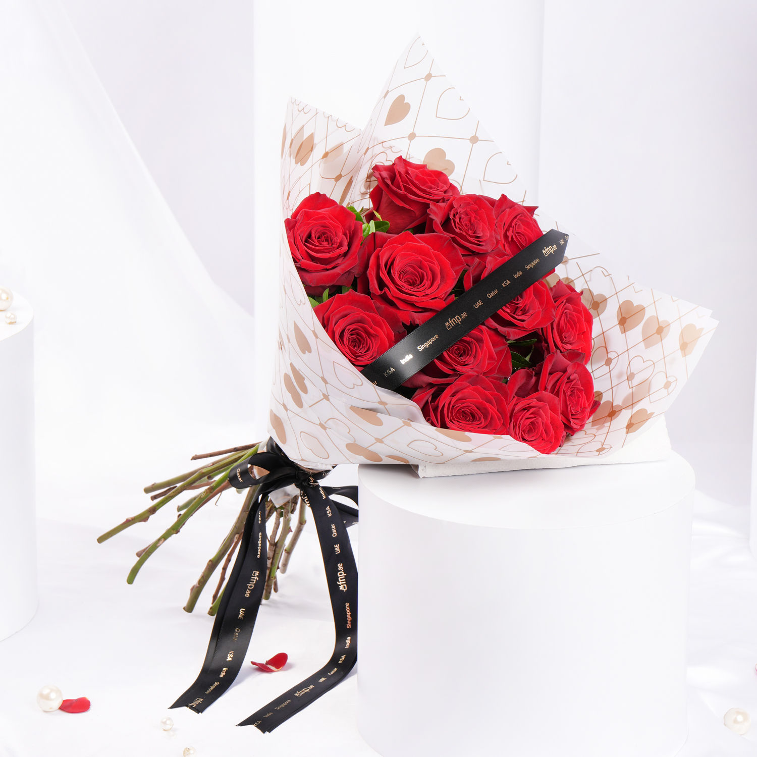 Order Blush Of Passion 12 Roses Bouquet Online | Same-Day Delivery UAE ...
